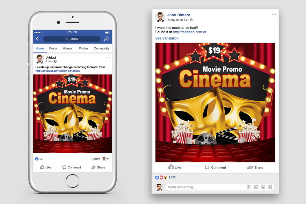 Movie Cinema Night Facebook Post, a Social Media Template by Psd Templates