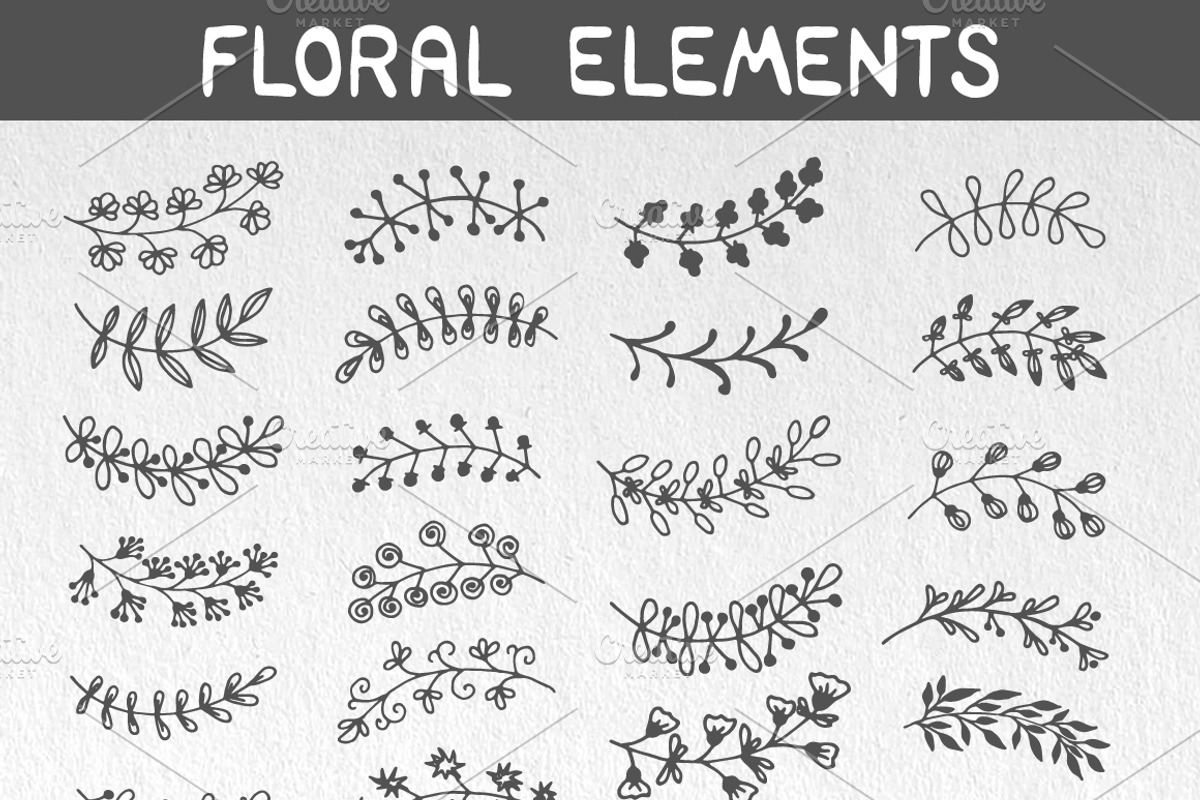 300+ Set of Hand drawn elements, an Object Graphic by IrenART