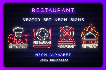 Food Delivery Neon Signs, a Food Illustration by Soifer Design