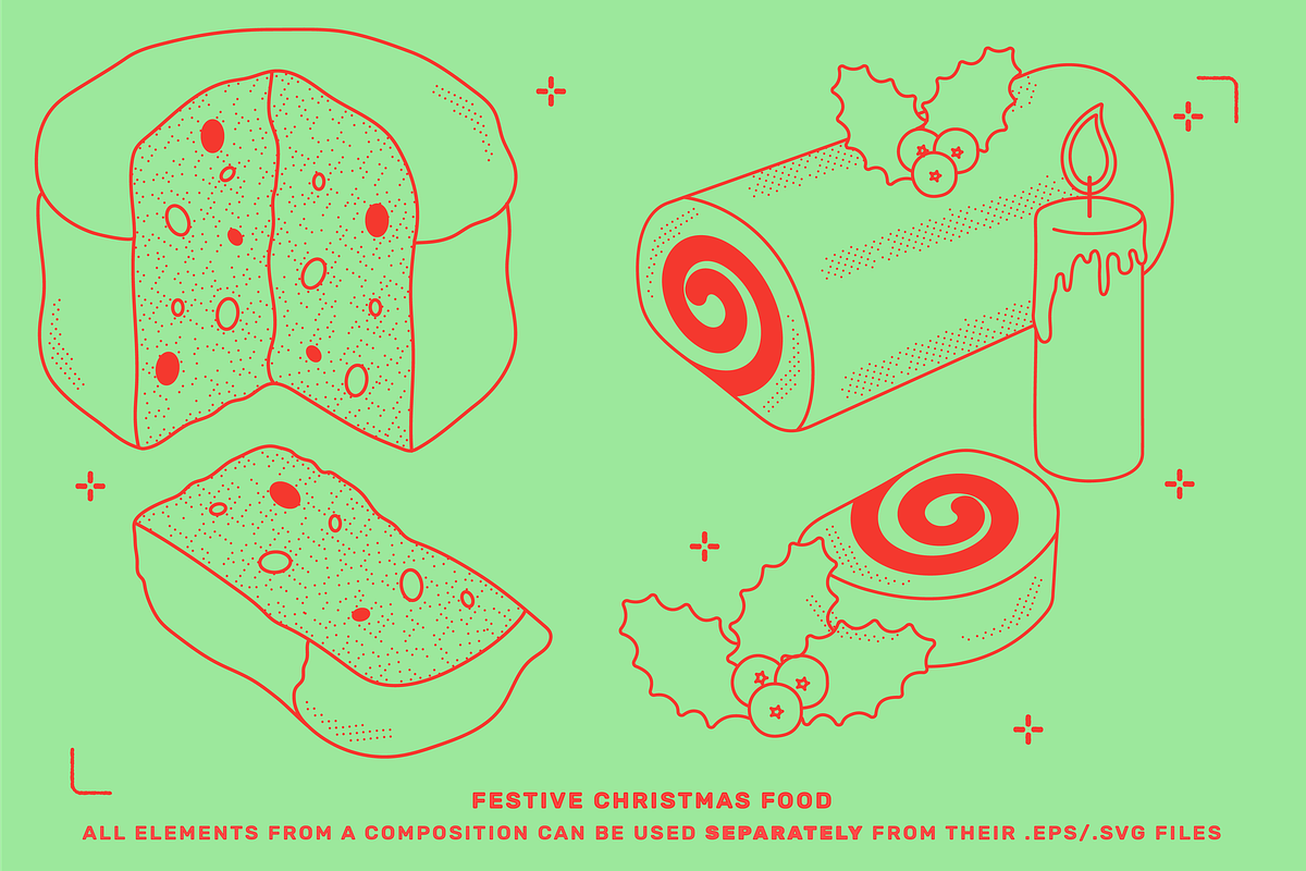 Christmas Food Vector Illustrations, a Food Illustration by GemPortella
