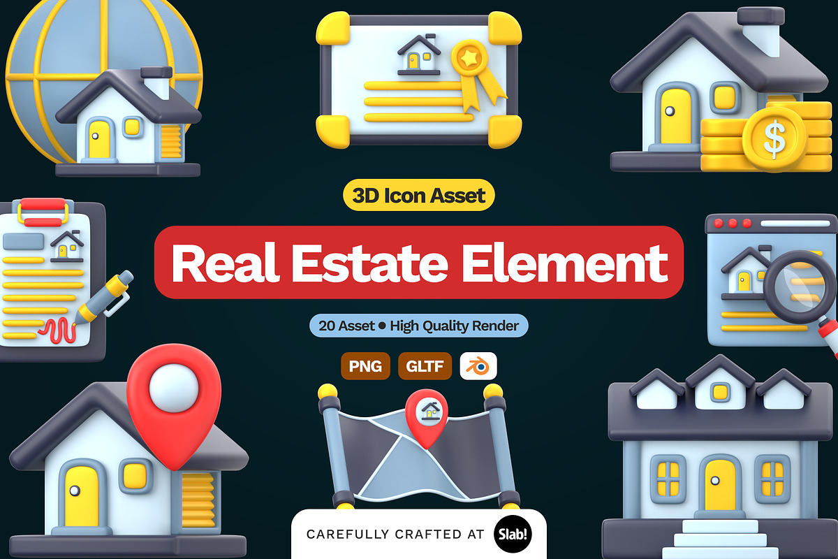 3D Real Estate Illustration, an Object 3D Model by SLAB! Design