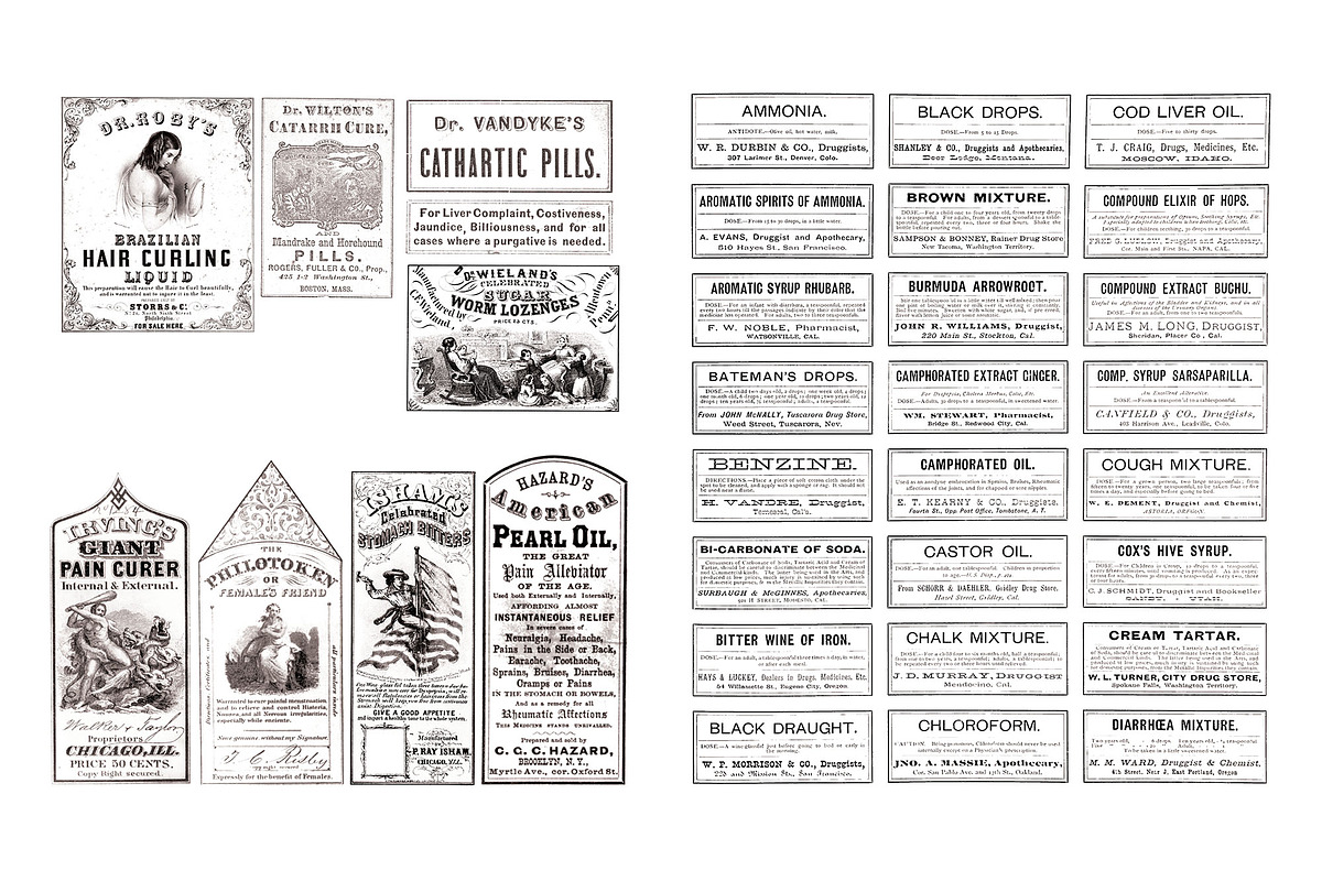 Victorian Medicine Labels Stage Props