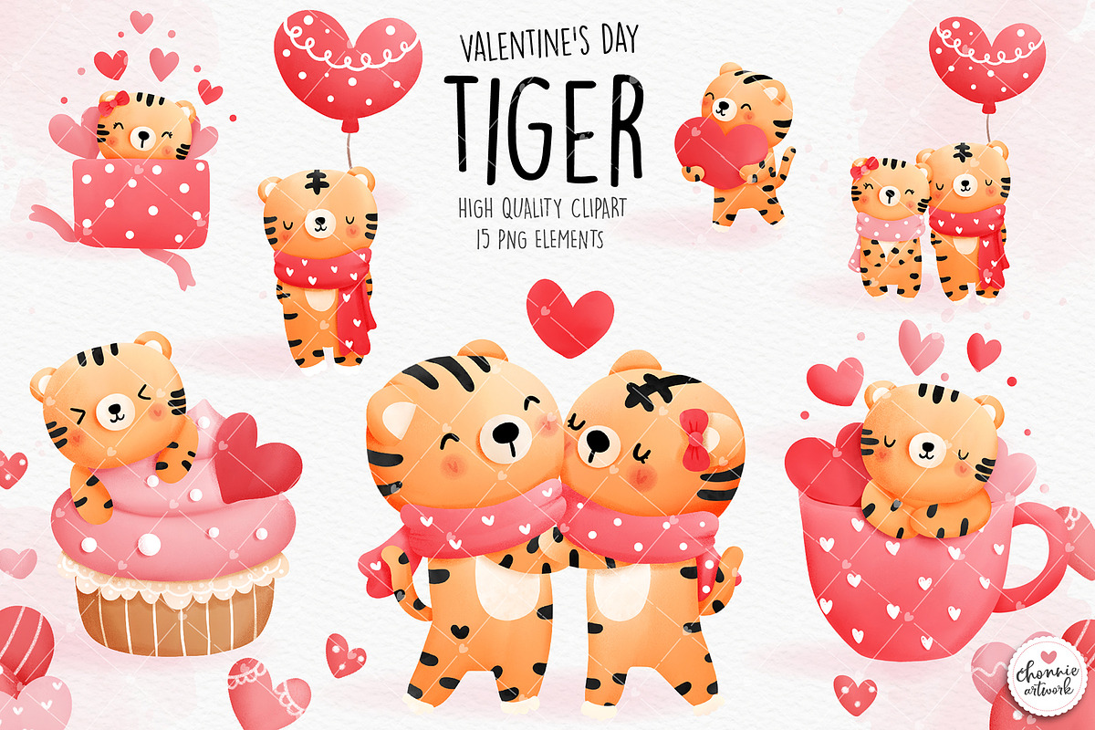 Valentine's day clipart bundle, an Animal Illustration by Chonnieartwork