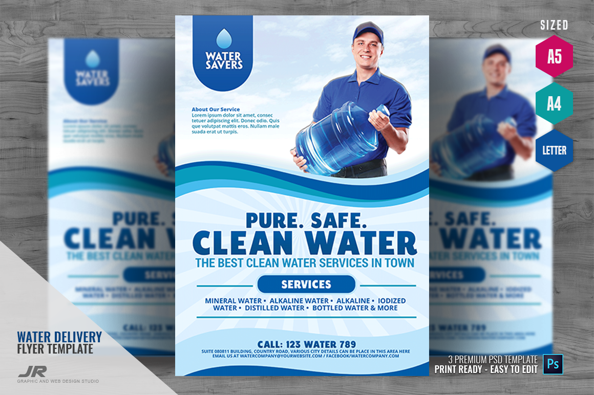 Water Refiling and Delivery Station, a Flyer Template by PSDPixel