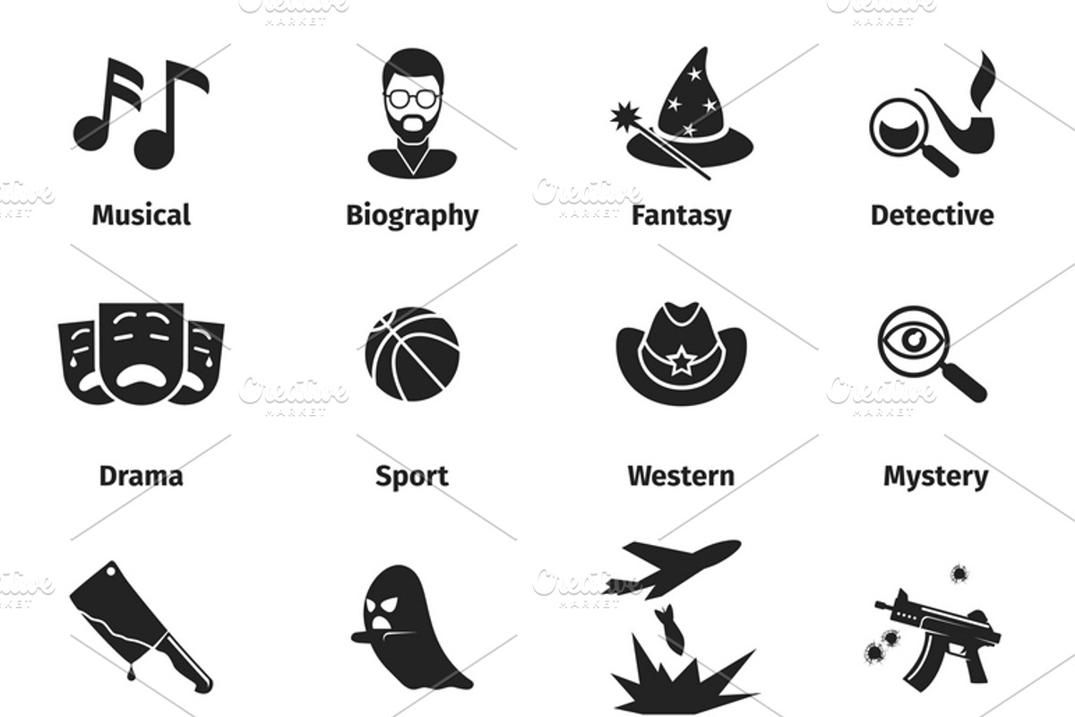 Movie genres vector icons, an Icon by Microvector