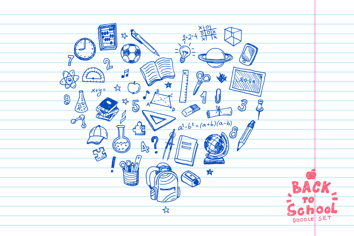 Back to school doodle vector set, an Education Illustration by Hala