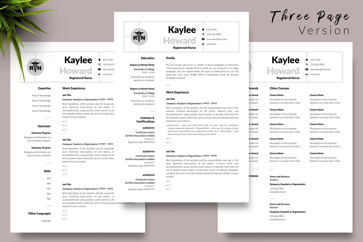 Nurse Resume Design / CV - Kaylee