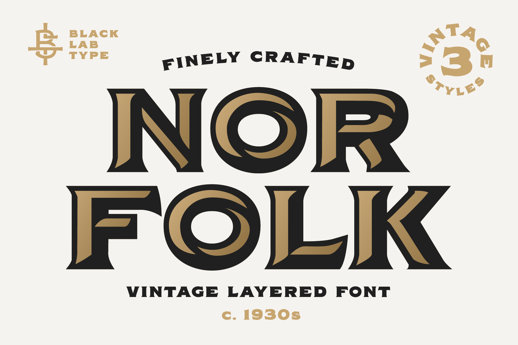 Norfolk : Layered Vintage Font, a Serif Font by Black Lab Type