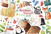 Watercolor Christmas Animals Clipart, an Animal Illustration by ...