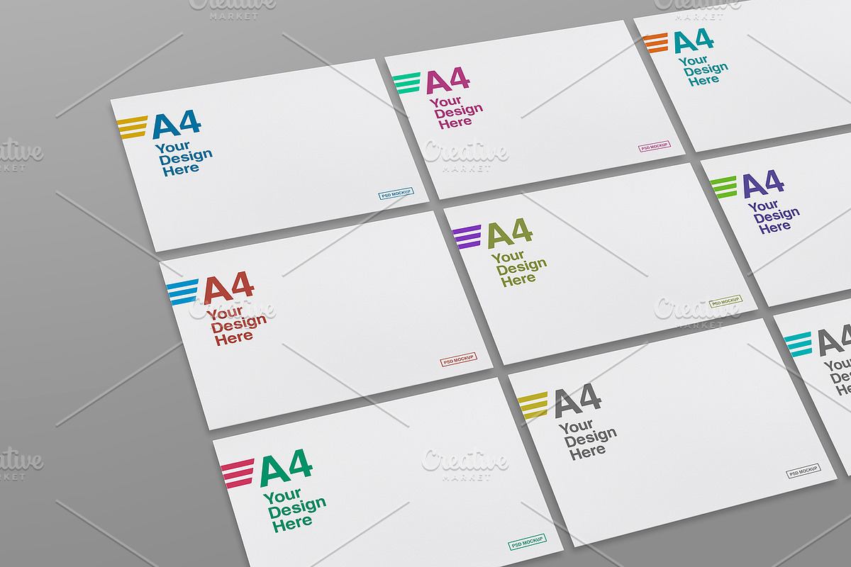 A4 Landscape Paper Mockups, a Print Template by Avelina Studio