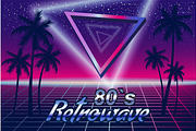 Synthwave 80's retro banner vaporwave