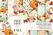 Watercolor Fall Autumn Paper Pack, a Pattern Graphic by Frou Fou Craft