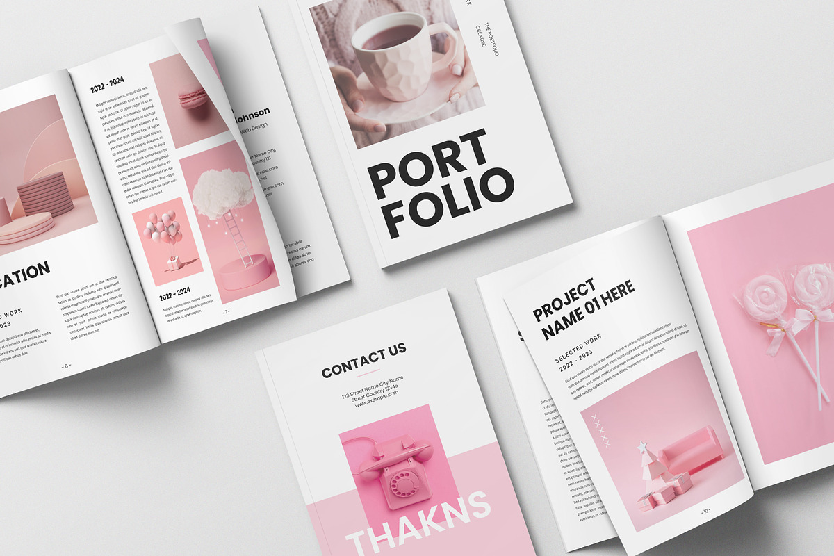 Pink Portfolio Template, a Brochure Template by evgenystudio