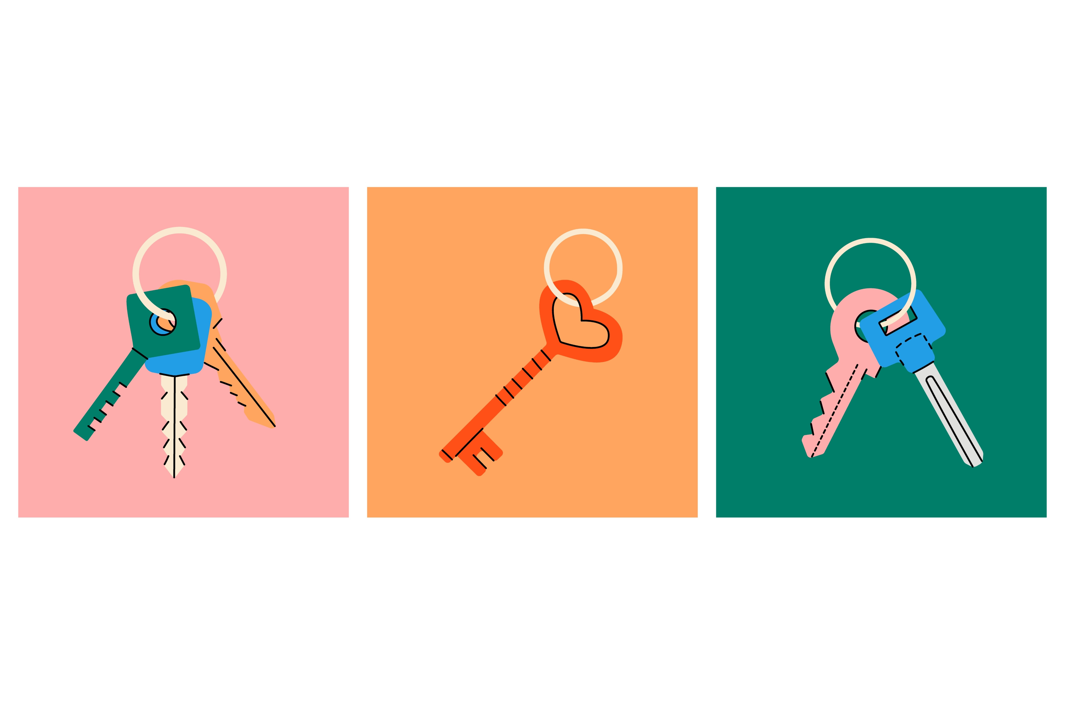 Set of bunch of different house keys, a Texture Graphic by GraphiShop