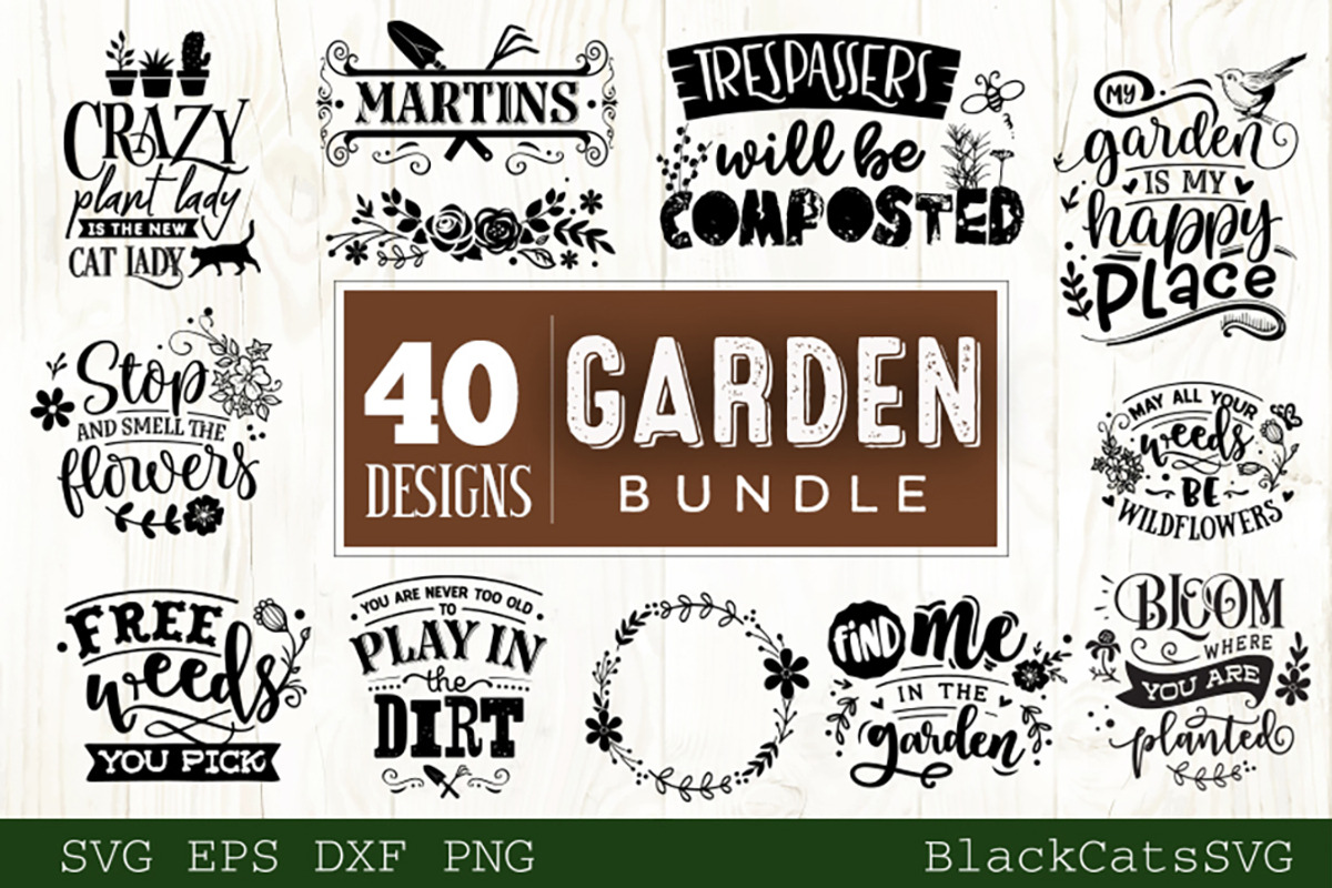 Garden SVG bundle 40 designs, an Illustration by BlackCatsMedia