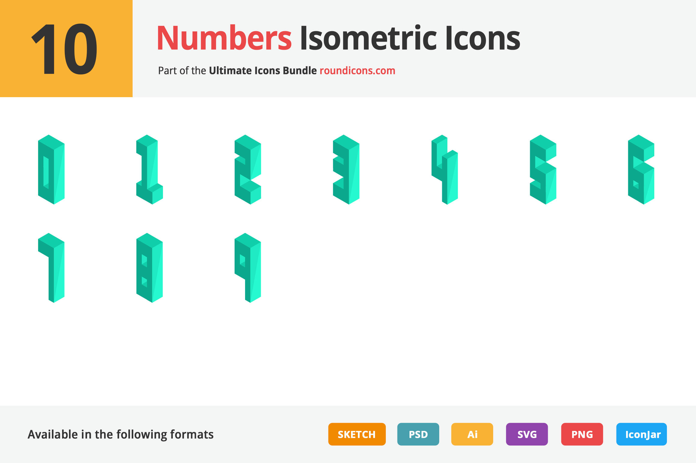 10 Numbers Isometric Icons, an Icon by Vectopus.com