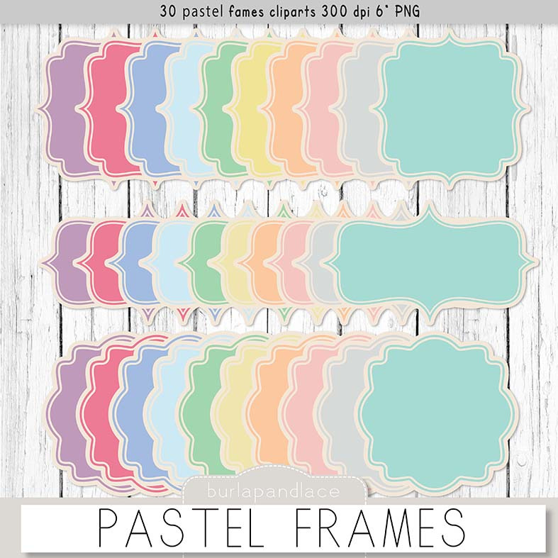 Cliparts pastel frames, an Illustration by burlapandlace