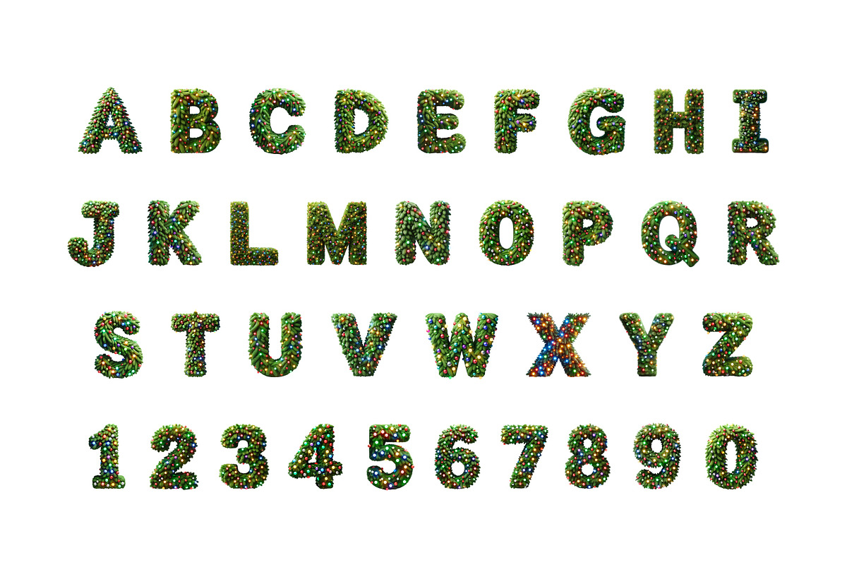 Christmas Tree 3D Font, a Font by Loudoun Design Co.