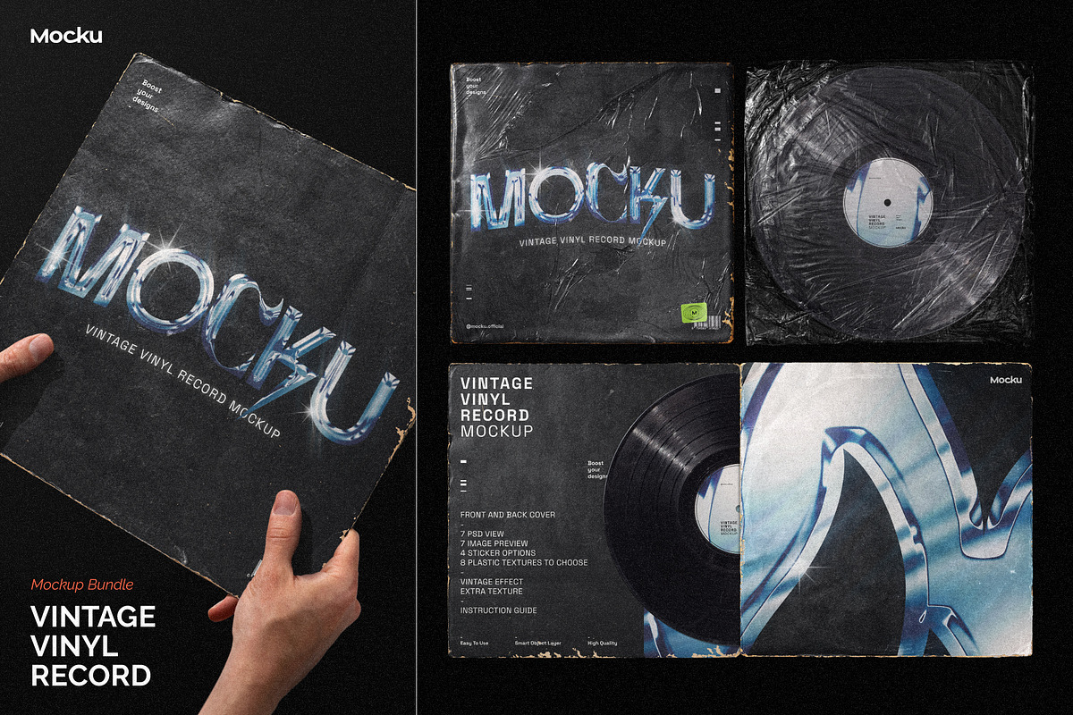 Vintage Vinyl Record Mockup Bundle
