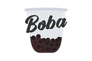 Boba Cup, Tapioca Pearls, Bubble Tea, a Decorative Illustration by ...
