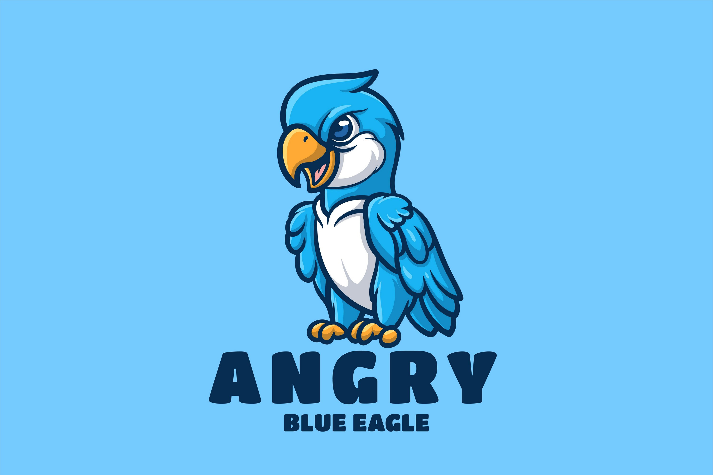 Angry Blue Eagle Cartoon Logo, a Branding & Logo Template by Gumrega Studio