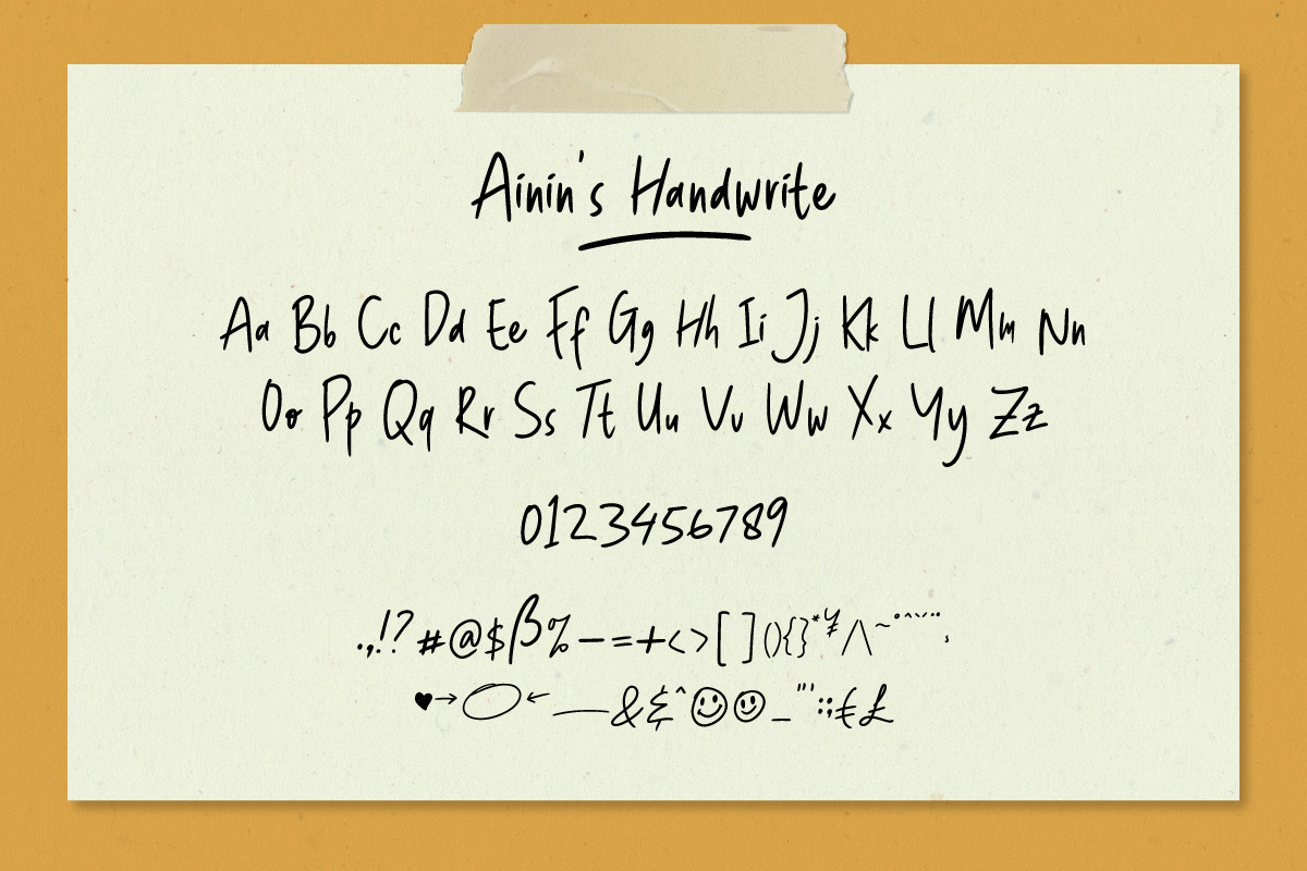 Ainin - Natural Handwrite Font, a Script Font by Dirtytemp Studio