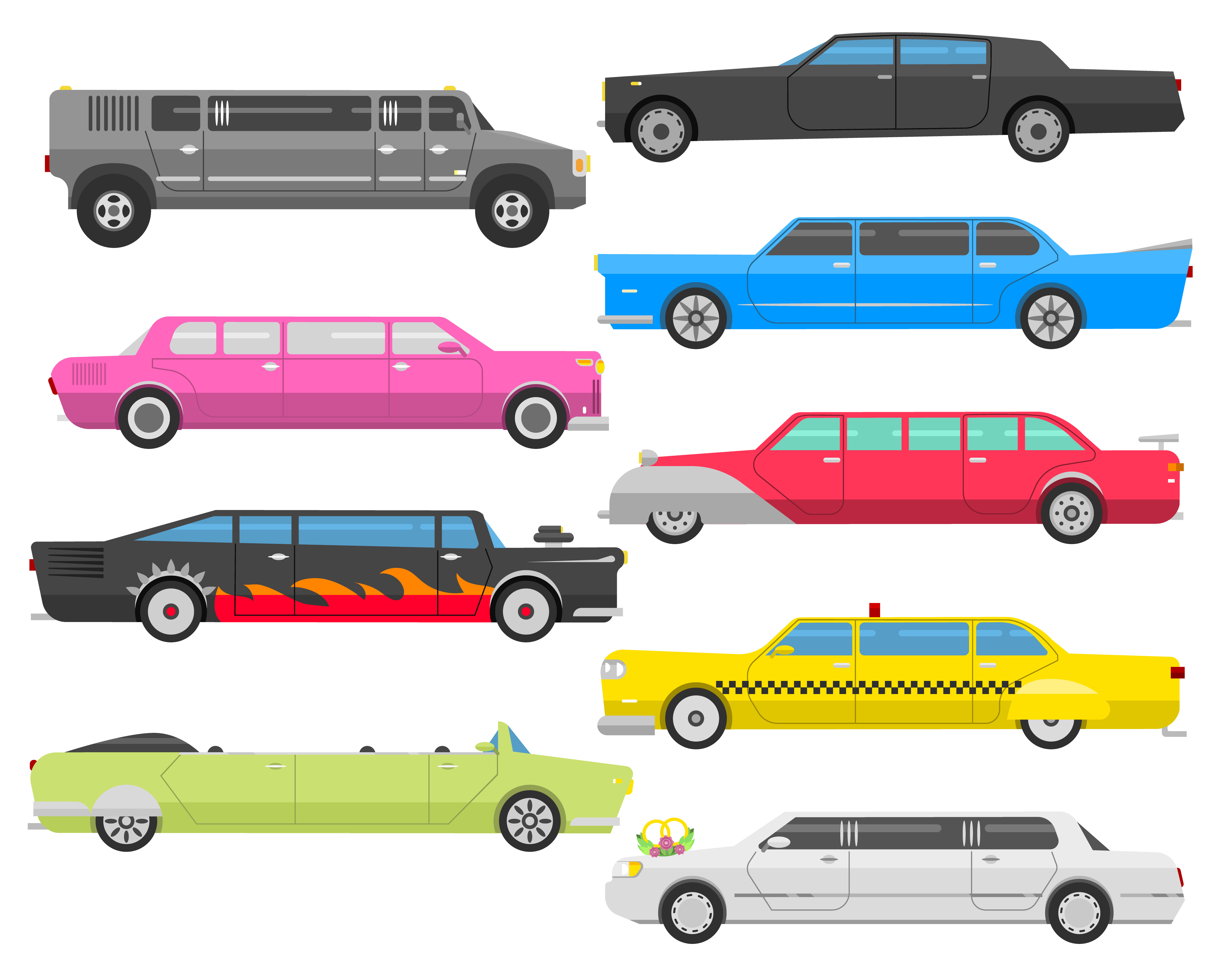 Vector luxury limousine set | Transportation Illustrations ~ Creative ...