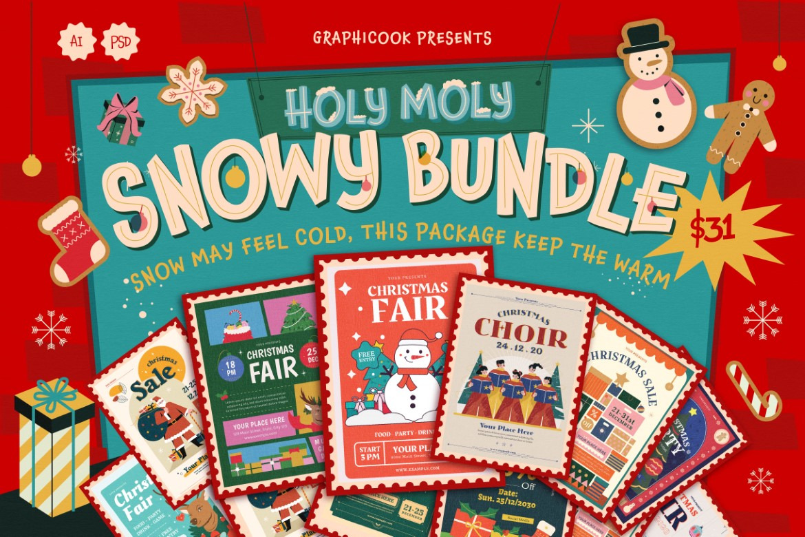 Holy Moly Snowy Bundle, a Templates & Theme by graphicook