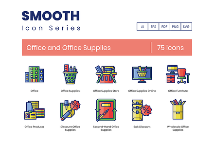 73 Office Color Line Icons, an Icon by Flat Icons
