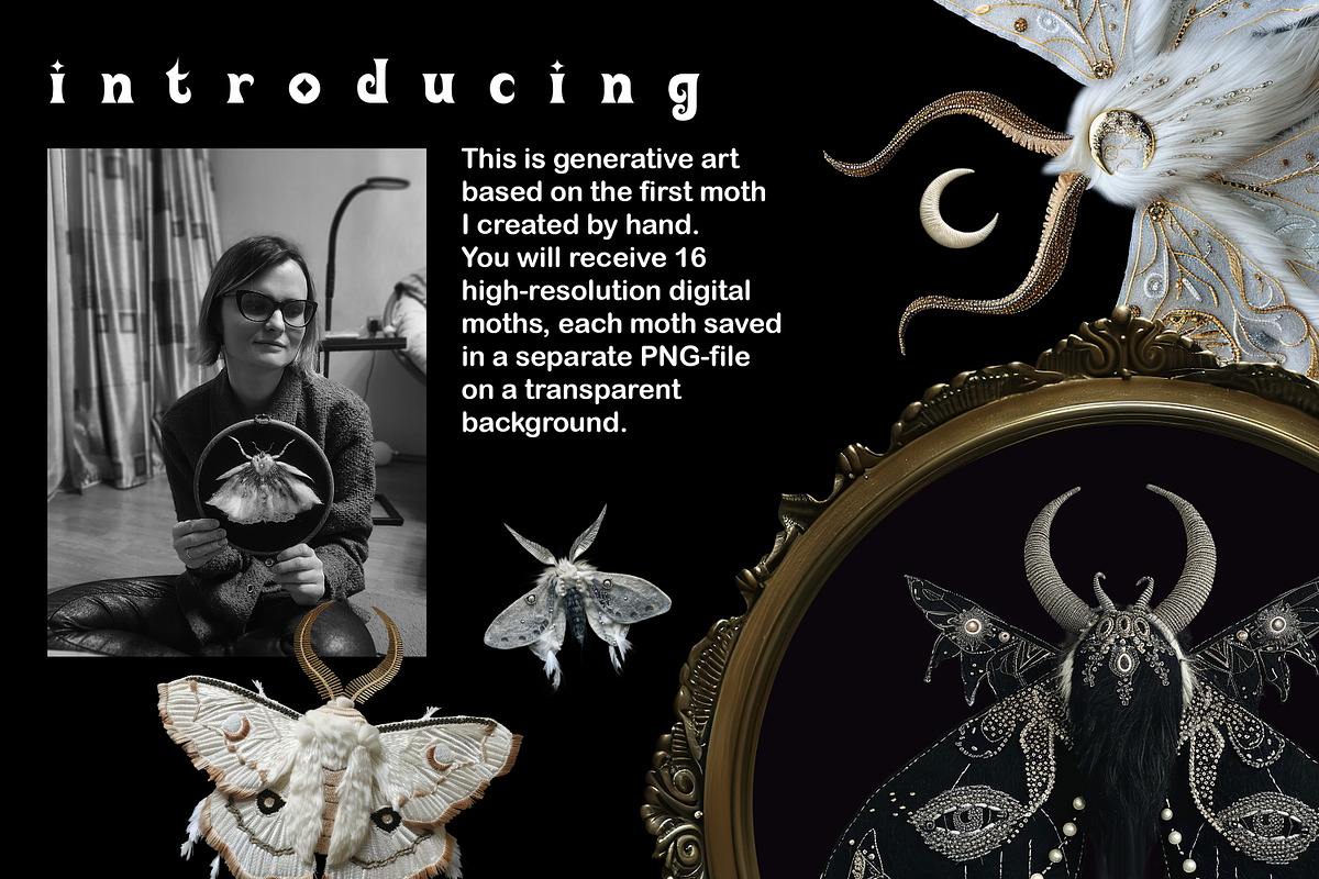 Celestial Moths Handmade Collection, an Object Graphic by Struvictory.art
