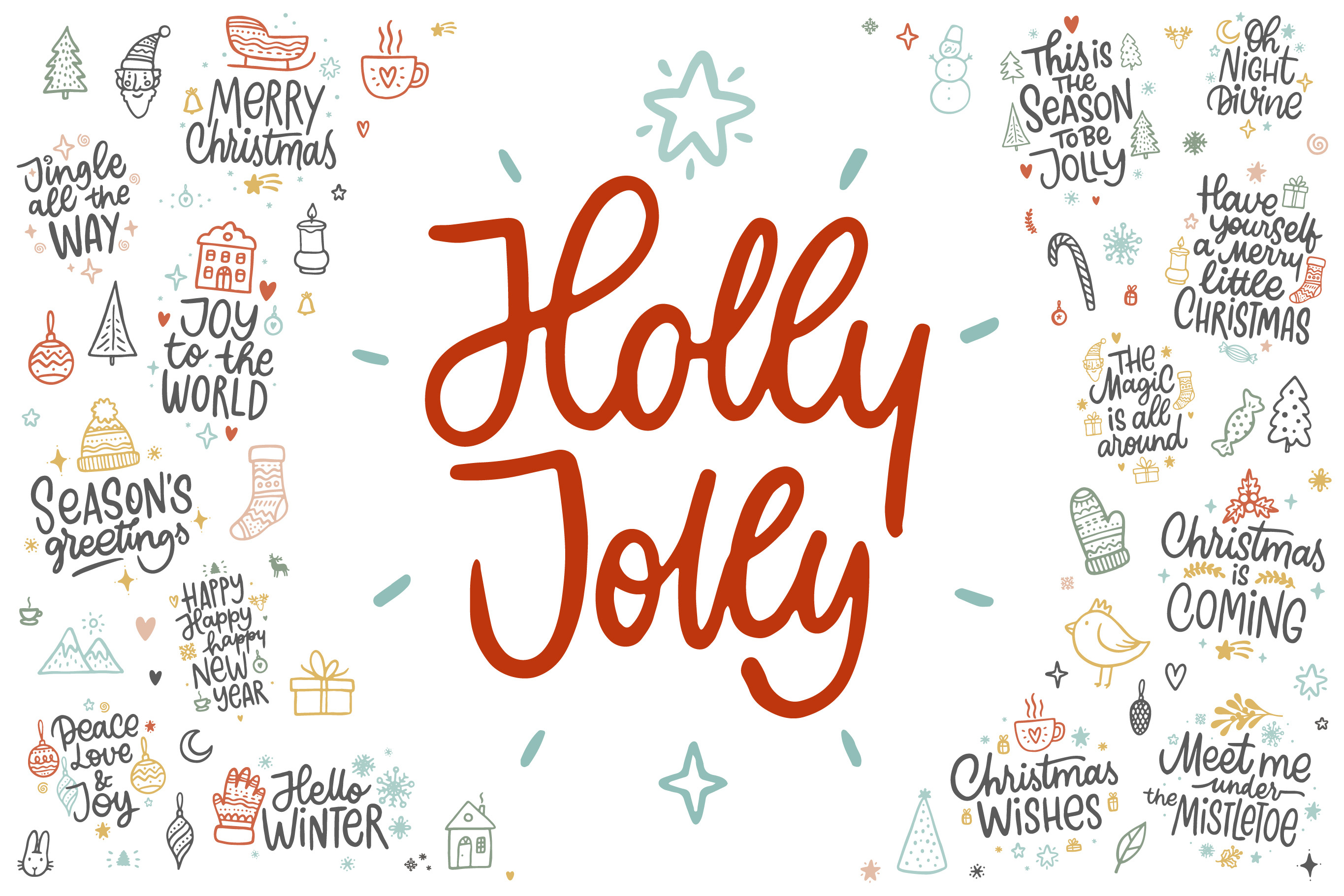 Holly Jolly Christmas Set, a Decorative Illustration by Zira Zulu ...