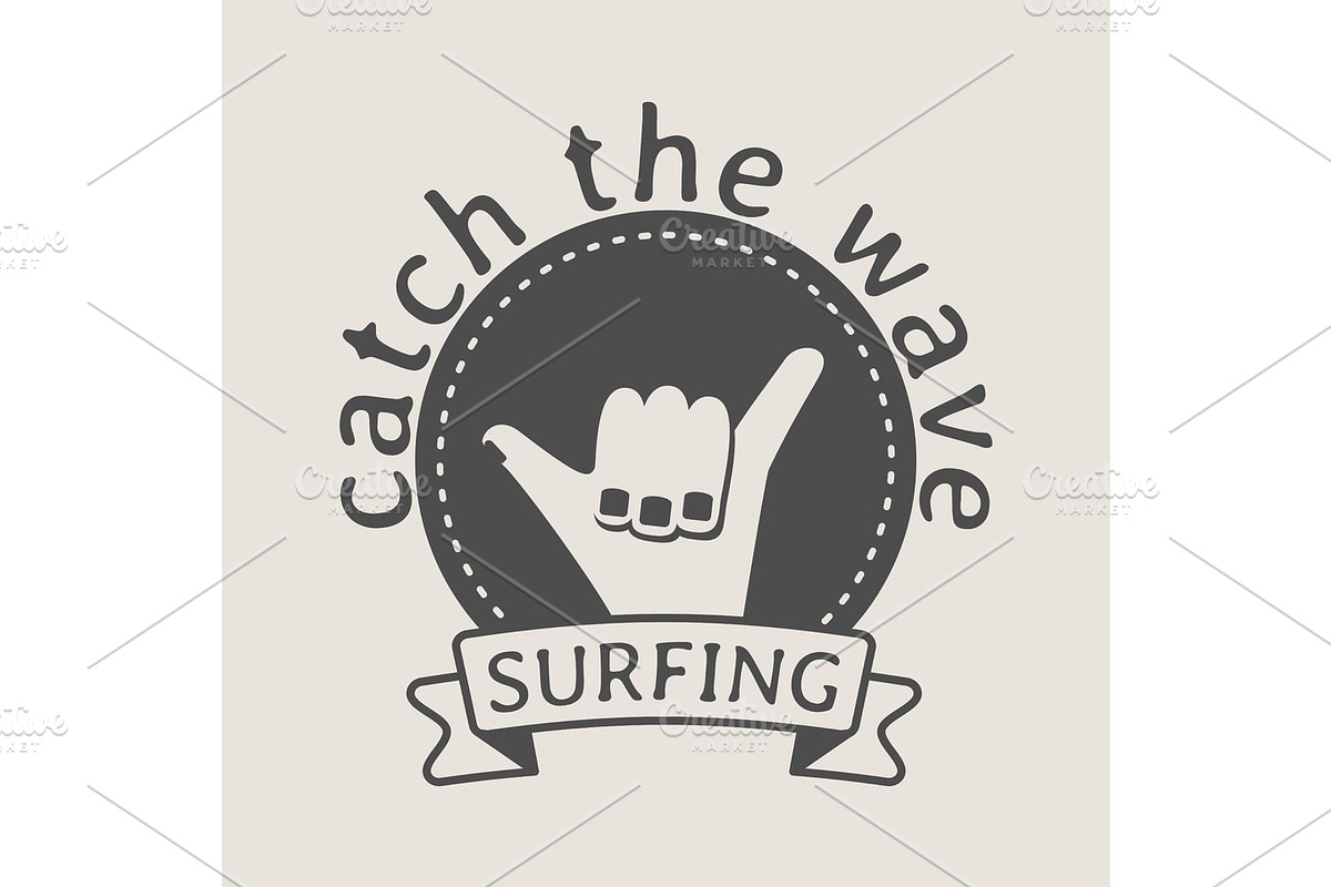 Surfing logo with shaka hand sign, an Object Graphic by Woters little ...