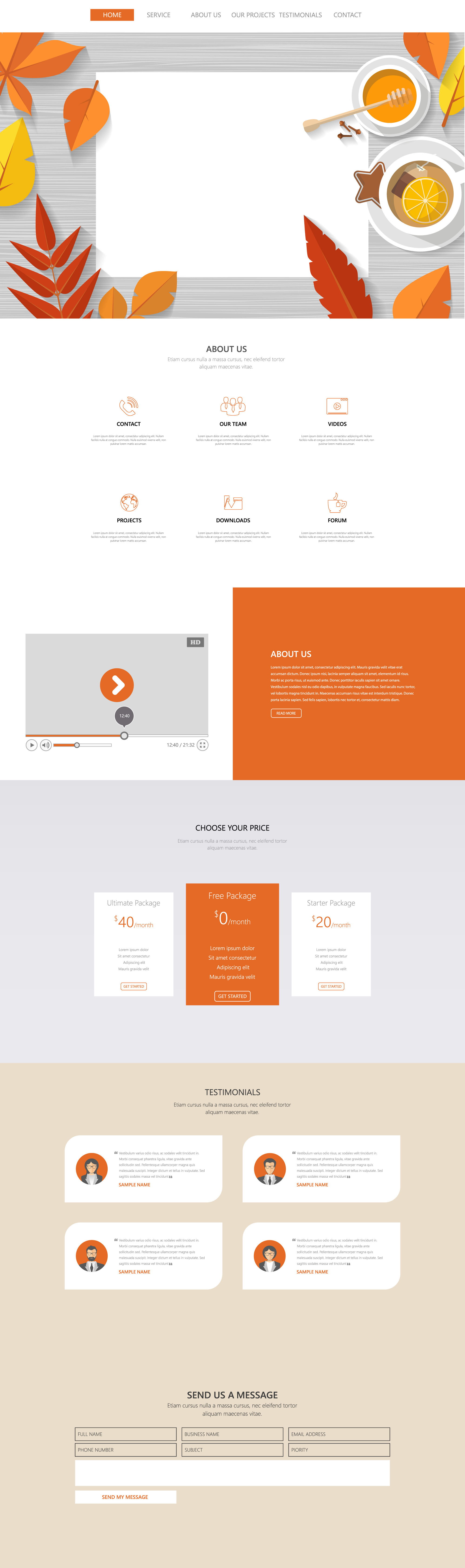 Autumn one page website template, a Templates & Theme by Droidworker ...