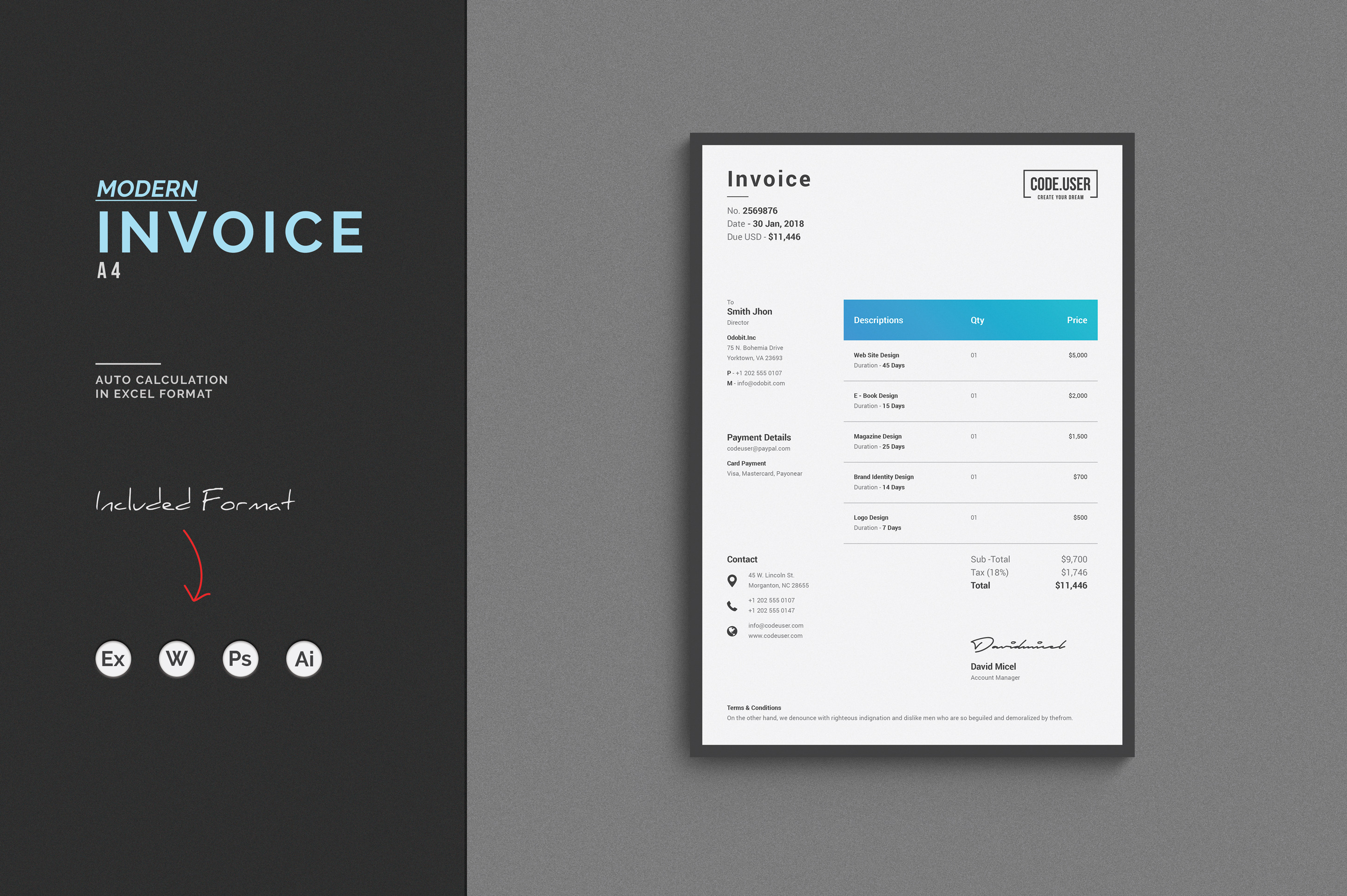 Invoice, a Stationery Template by ThemeDevisers