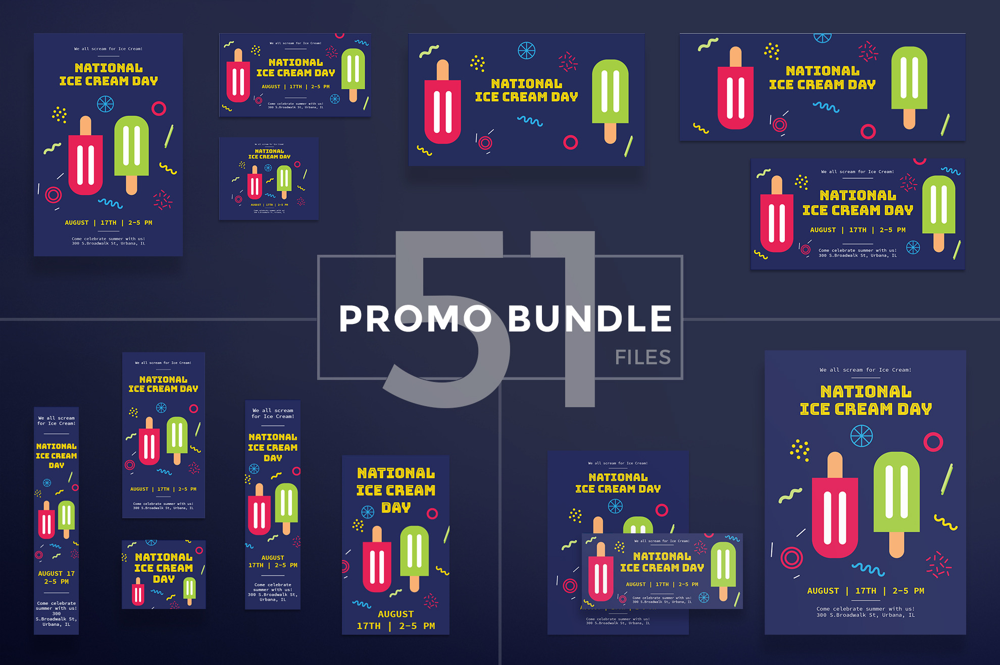 Promo Bundle | Ice Cream Day, a Poster Template by Amber Graphics