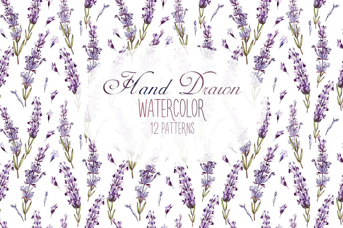 12 Watercolor Lavender Patterns, a Pattern Graphic by Knopazyzy ...