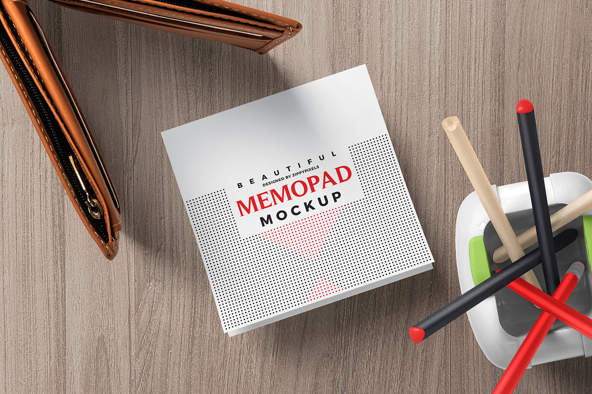 Square Memo Pad Mockups, a Product Mockup by ZippyPixels