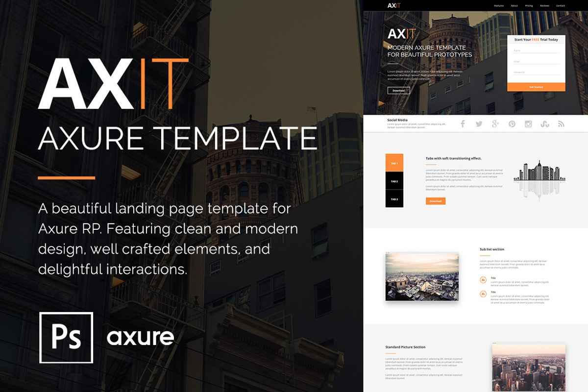 Axit - Axure Adaptive Views Template, a Landing Page Template by Axure ...