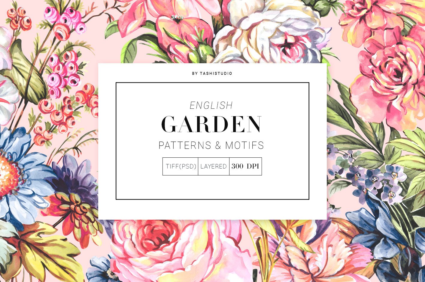 English Garden. Hand Painted Pattern, a Pattern Graphic by TSTUDIO
