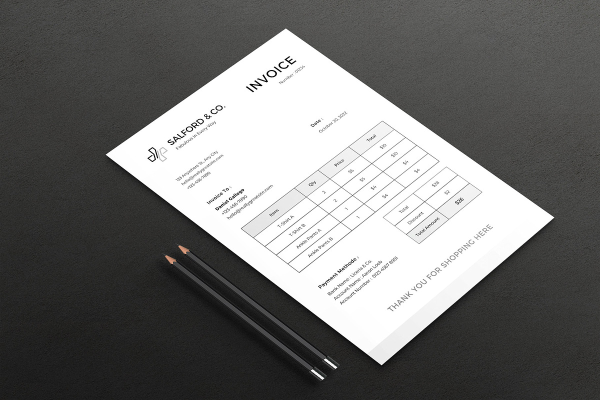 Invoice Template, a Stationery Template by Design Zone | Creative Market