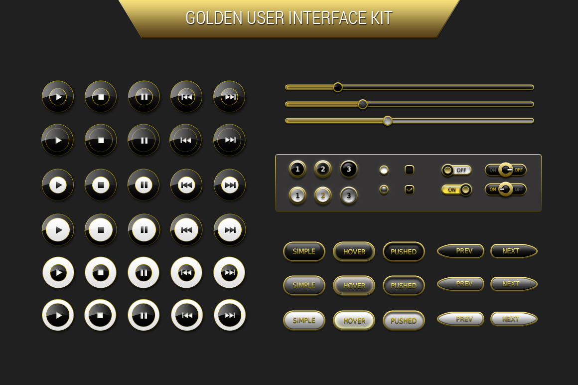 Golden User Interface Kit, an UI Kit Template by Marabu Textures Store