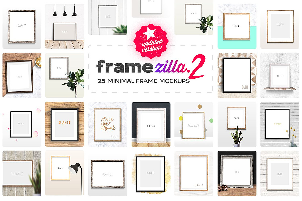 Framezilla 2 | 25 Frame Mockups, a Print Template by Frisk Shop