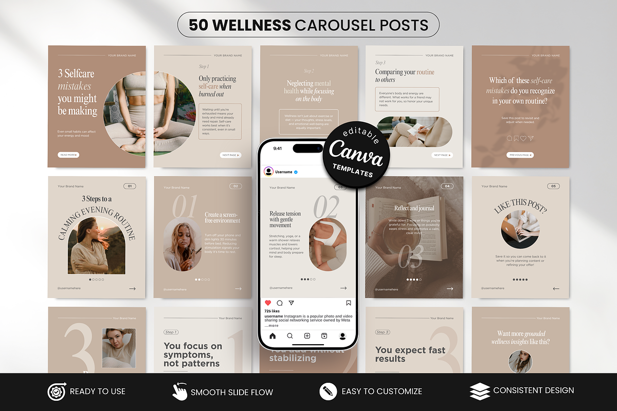 Wellness Carousel Instagram Posts Canva