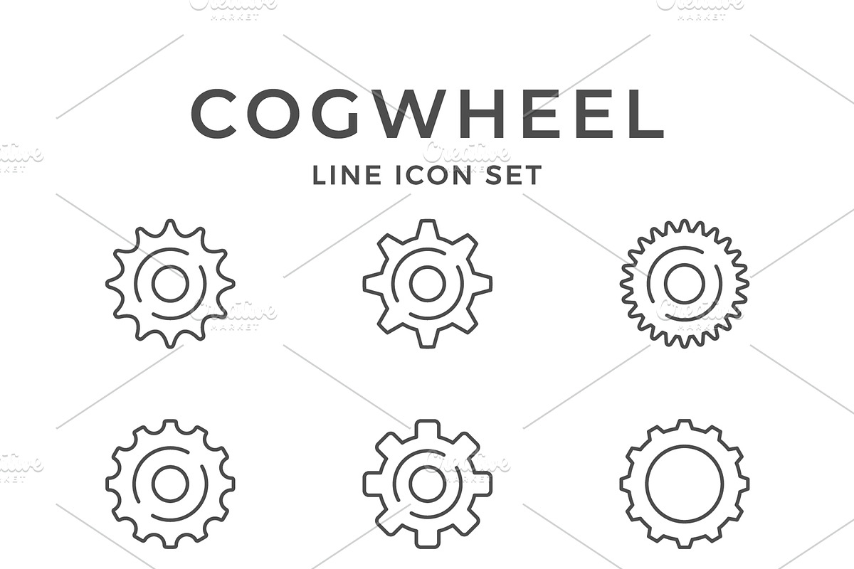 Set line icons of cogwheel, an Outline Icon by motorama