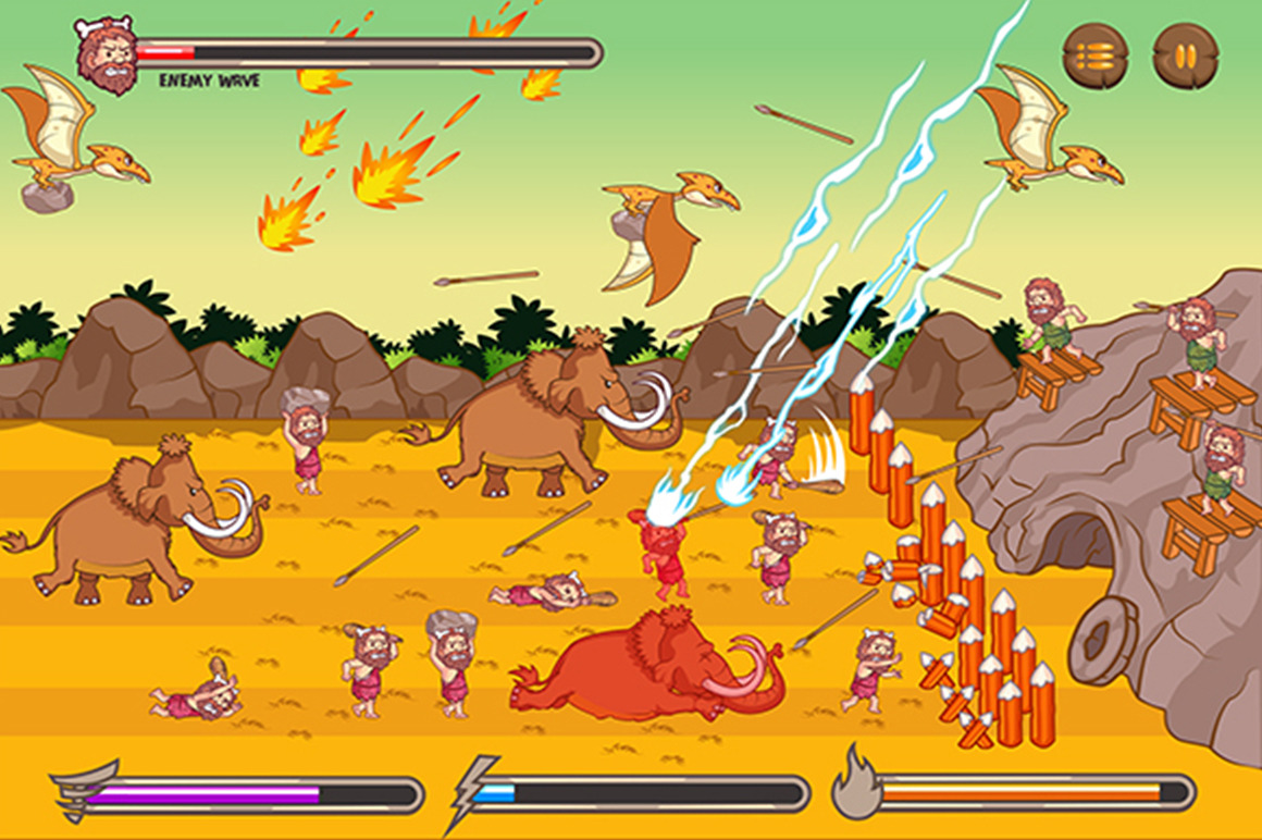 Stone Age War Base Defense Game Kit, an Illustration by Silpin