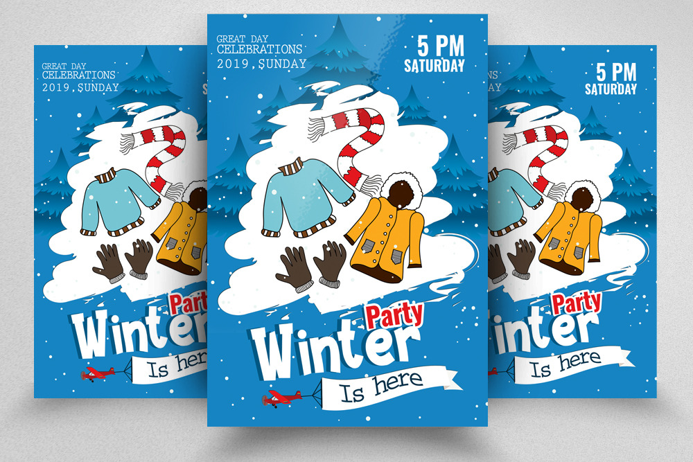 Winter Is Here Party Flyer, a Flyer Template by Psd Templates