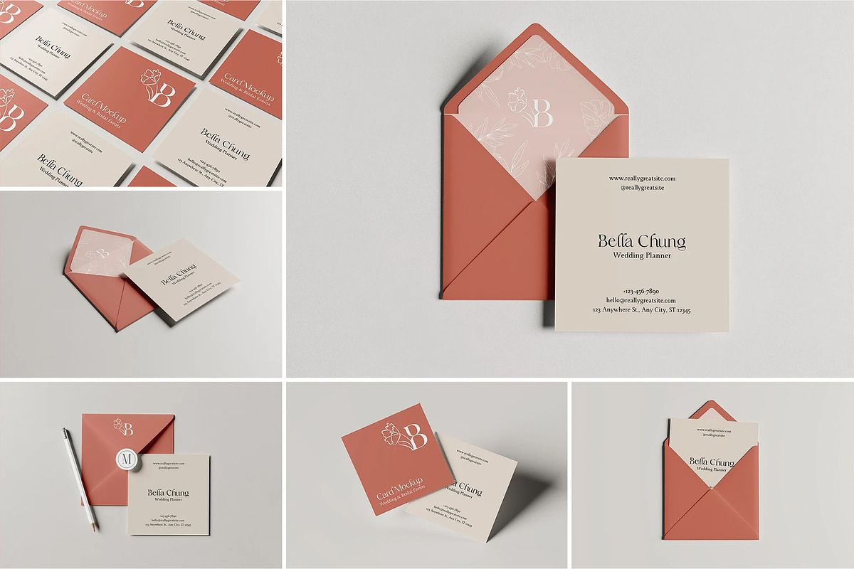 Card & Envelope Square Mockup