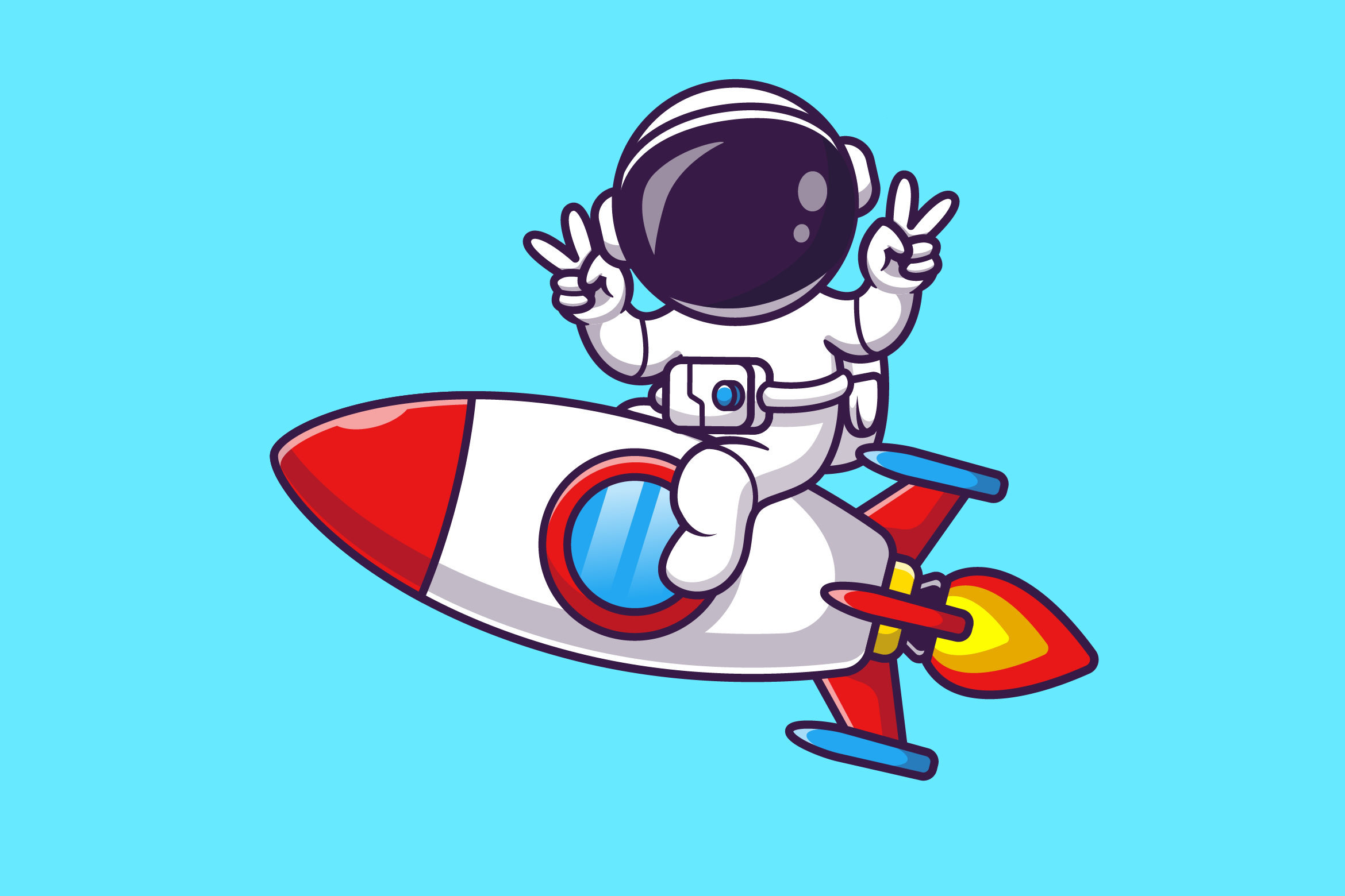 Astronaut Riding Rocket With Peace, a Technology Illustration by ...