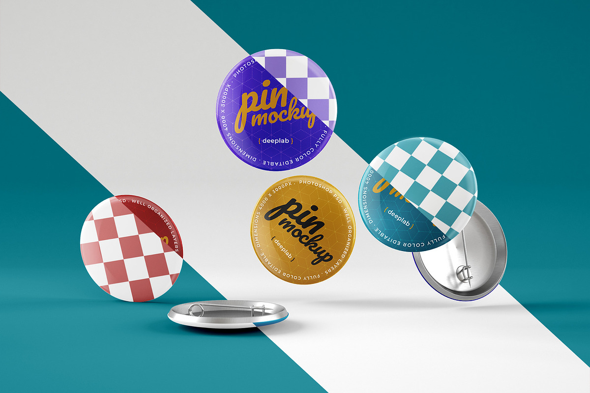 Glossy Button Pin Mockup Set, a Product Mockup by Deeplab