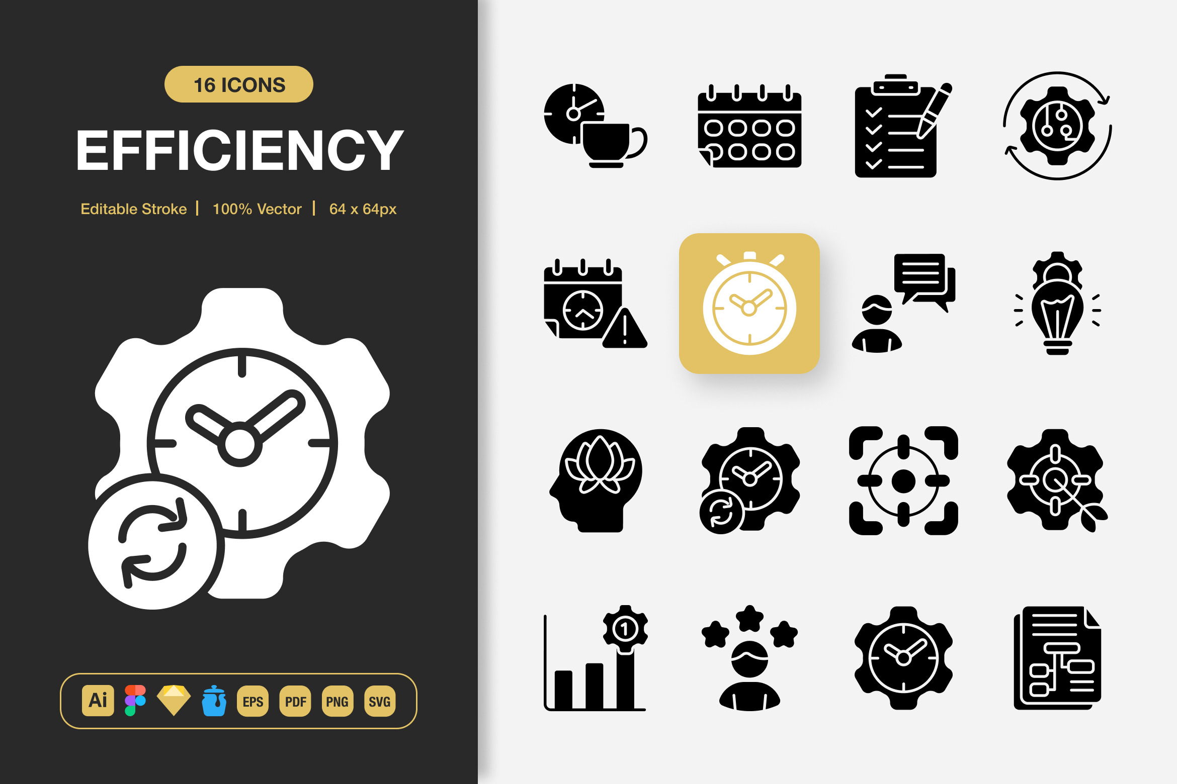 Efficiency Solid Icons, a Solid Icon by Spacepixel Creative